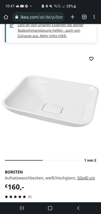Nov nasadni umivalnik Ikea Borsten