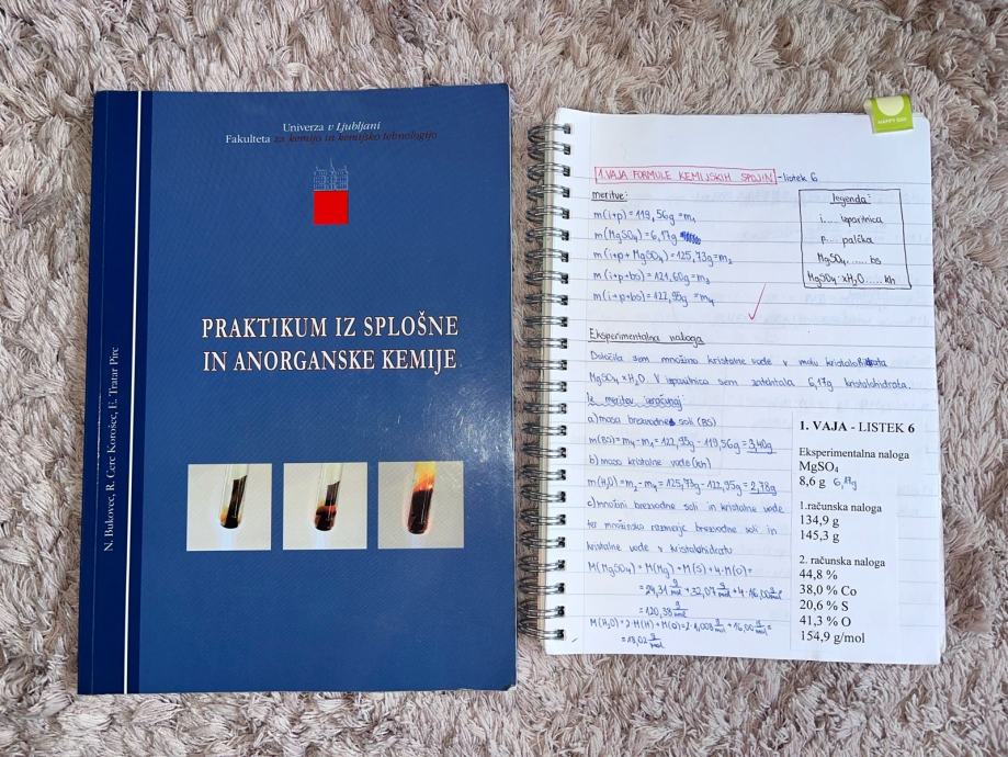 PRAKTIKUM IZ SPLOŠNE IN ANORGANSKE KEMIJE(UL FFA/UL FKKT)+poročila vaj
