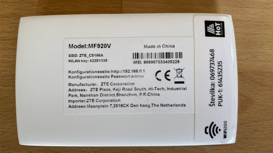 4G/LTE mobilni router ZTE MF920V s polnilno baterijo