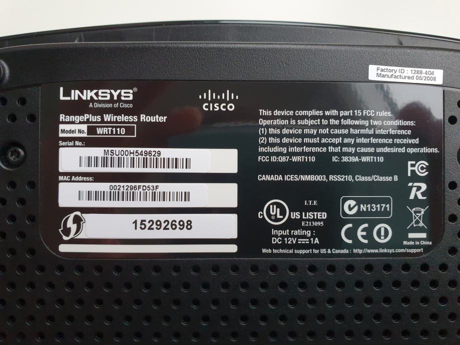 Cisco-Linksys WRT110 brezžični usmerjevalnik/router