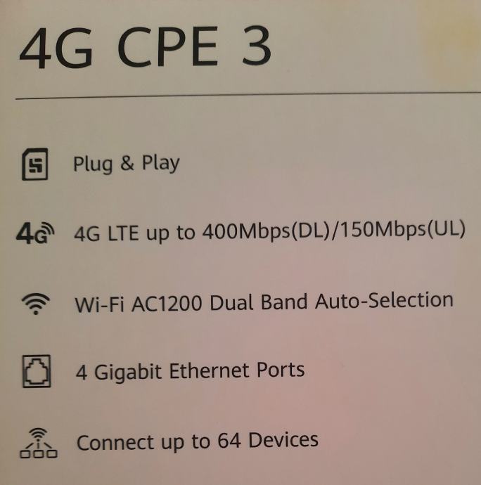Router Huawei 4G CPE 3 , LTE 400Mbps / Wi-Fi ACI1200 / 4 Gigabit Port