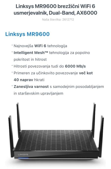 Vrhunski Linksys MR9600 Wi-Fi 6 router