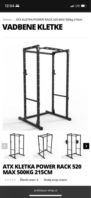 ATX FITNES KLETKA POWER RACK 520 MAX 500KG 215CM