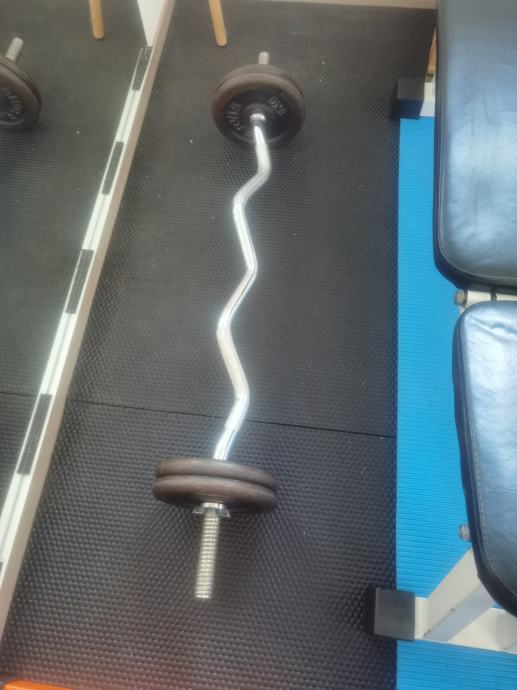 Fitnes kletka + palice in nastavki + klopca + 278kg uteži