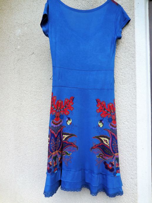 MISS MODA modra viskozna poletna obleka S