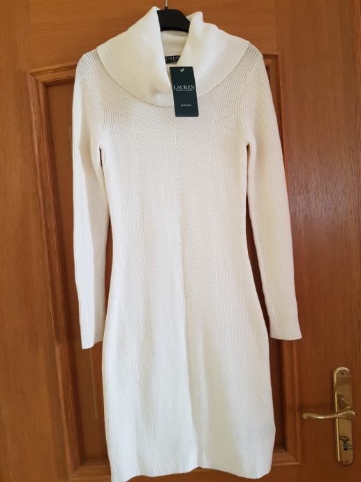 RALPH LAUREN NOVA BELA FINO PLETENA OBLEKA 38/40