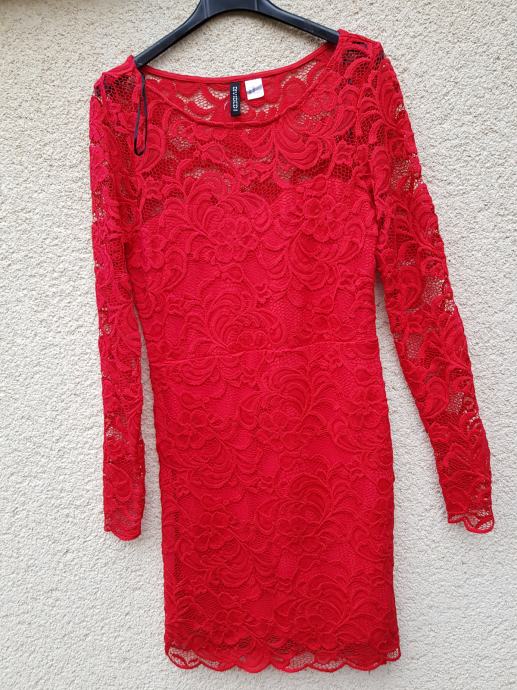 NOVA RDEČA ČIPKASTA OBLEKA H&M 40