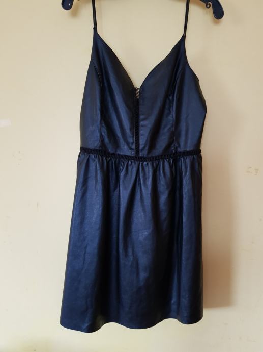 ZARA NOVA MINI ČRNA USNJENA OBLEKA 38/40
