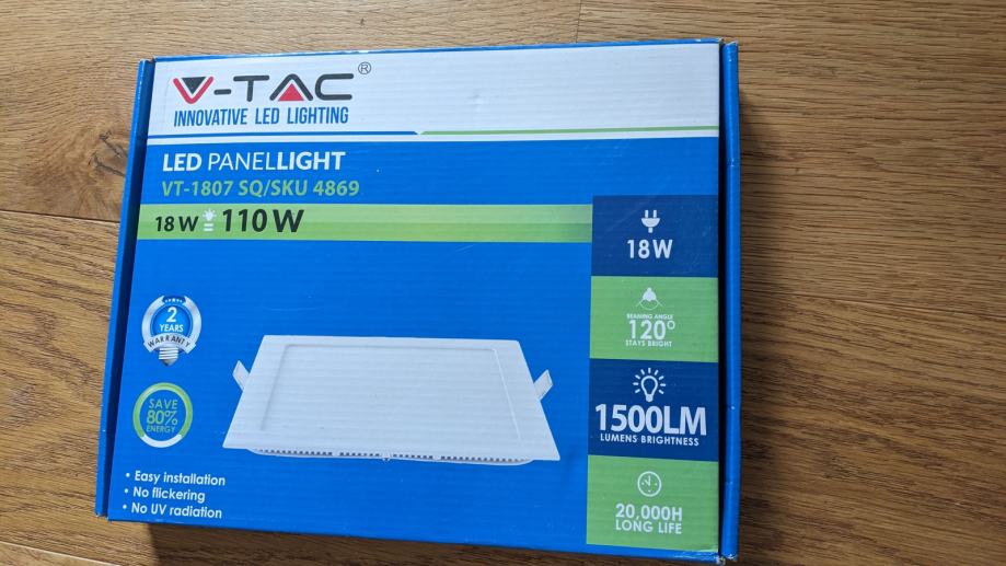V-Tac LED panel 18W 4500k, vgradni