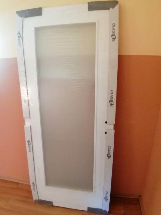 Vratno krilo 85 x 200 cm levo steklo saten mlečno belo