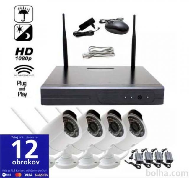 HD WIFI VIDEO NADZORNI KIT HD + 4X 2MP KAMERA HDMI NOČNI