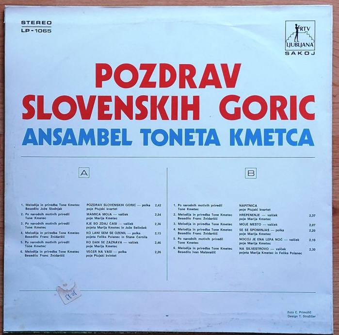 Ansambel Toneta Kmetca - Pozdrav slovenskih goric (LP)