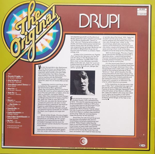 Drupi – The Original - Picola e fragile Lp vinil VG+ VG+