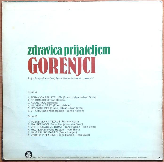 Gorenjci - Zdravica prijateljem (LP)