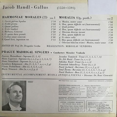 Jacobus Handl Gallus - Prague Madrigal Singers, Miroslav V.