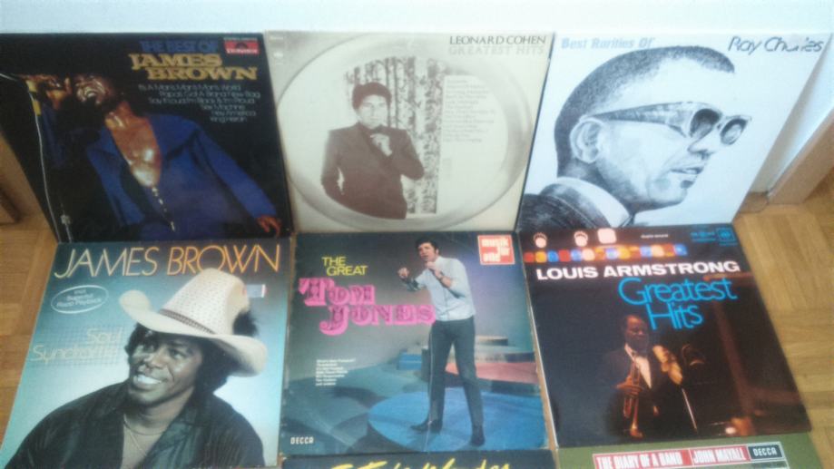 Lp plošče rock, blues, soul, jazz, James Brown, Ray Charles, Armstrong