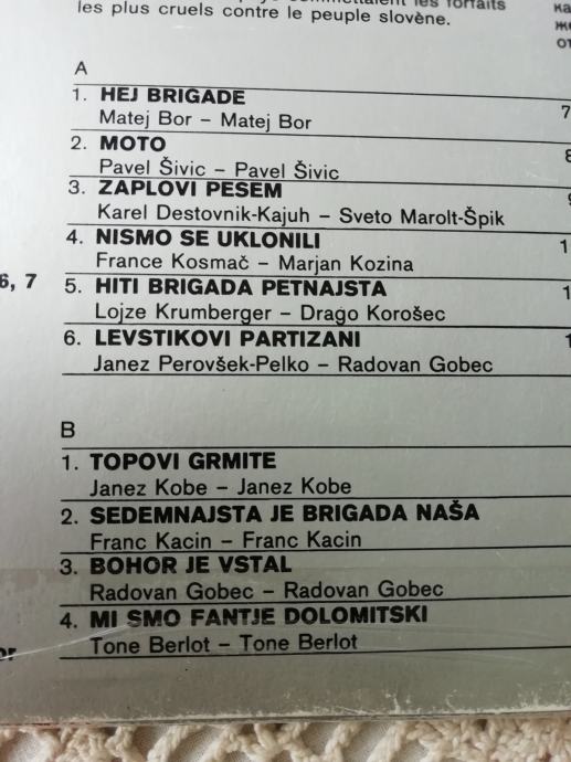 Vinil Partiz.pevski zbor ZAPLOVI PESEM BORB ob 40 letnici vstaje
