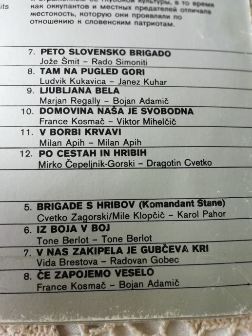 Vinil Partiz.pevski zbor ZAPLOVI PESEM BORB ob 40 letnici vstaje