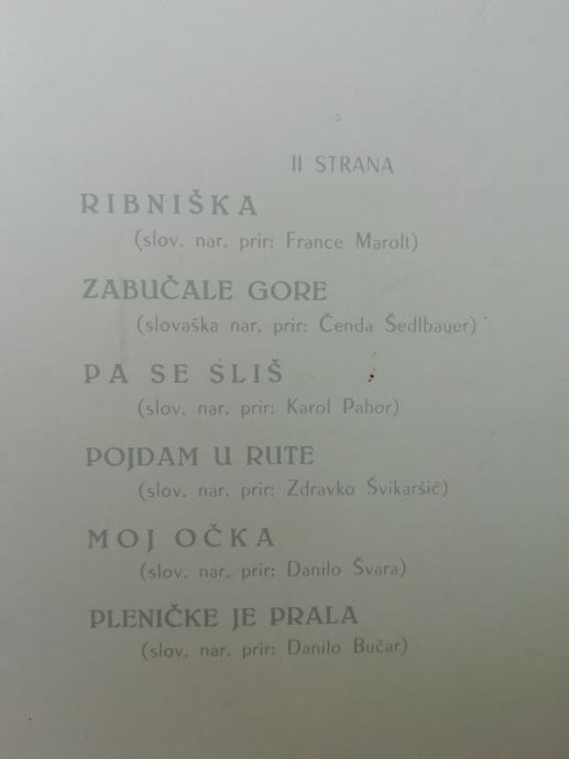 Vinil plošča Slovenski oktet Nocoj, pa oh nocoj