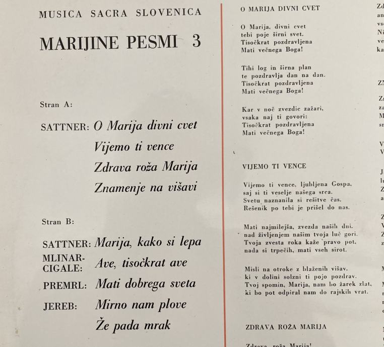 Musica Sacra Slovenica - Marijine pesmi 1,2,3