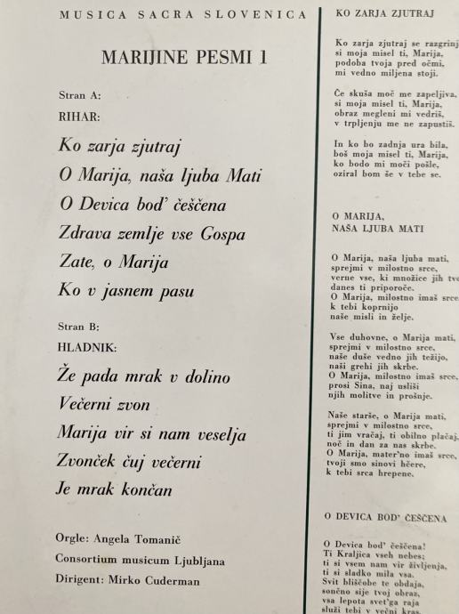 Musica Sacra Slovenica - Marijine pesmi 1,2,3