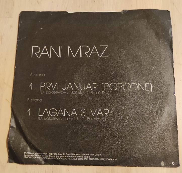 Ohranjena mala plošča pevec Đorđe Balašević naslov plošče Rani mraz