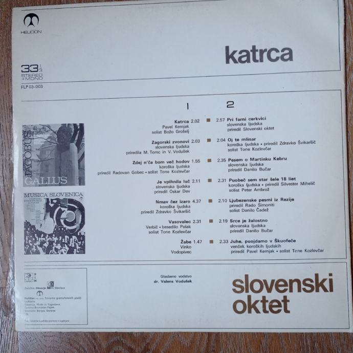 Slovenski oktet , 2 vinil plošče