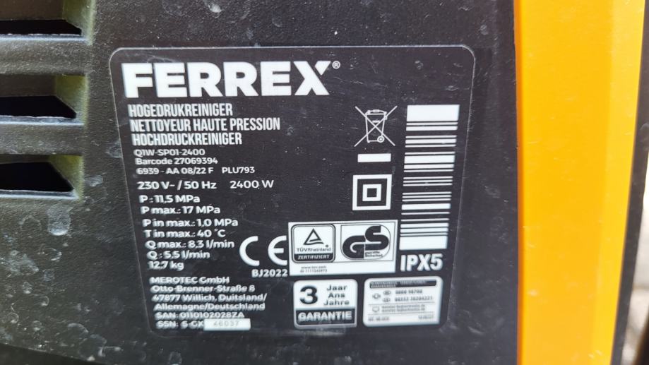 Visokotlačni čistilnik Ferrex 2400W