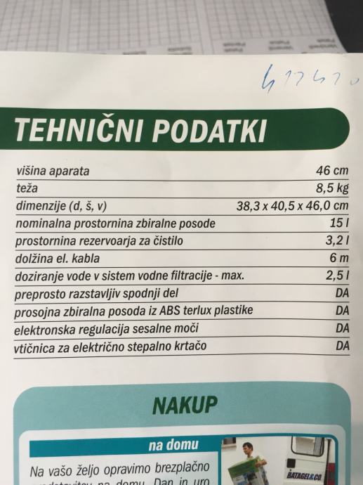 sesalec, vodni, globinski , Igea-Compact-1100 W,Batagel-Gisowatt