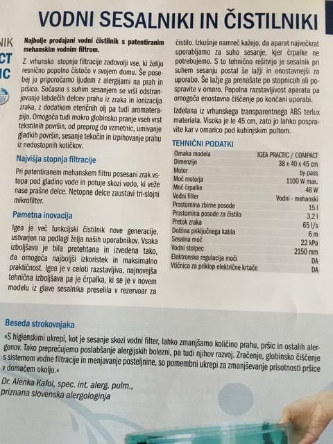 Vodni sesalnik IGEA Compact/practic Batagel