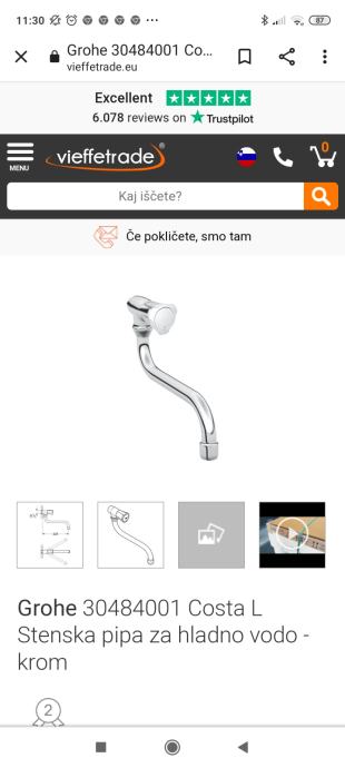 Grohe zidna pipa za mrzlo vodo