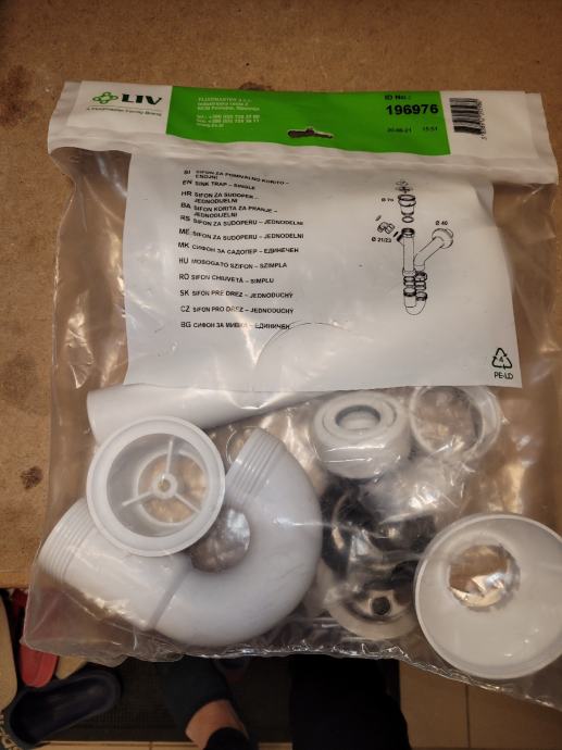 PVC SIFON ZA KORITO LIV 40 MM ENOJNI S PRIKLJUČ.