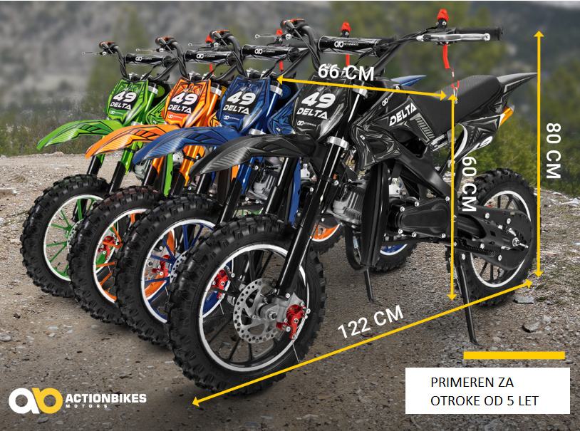 Bencinski otroški motocikel Delta - 49 ccm, do 40 km/h - rdeč