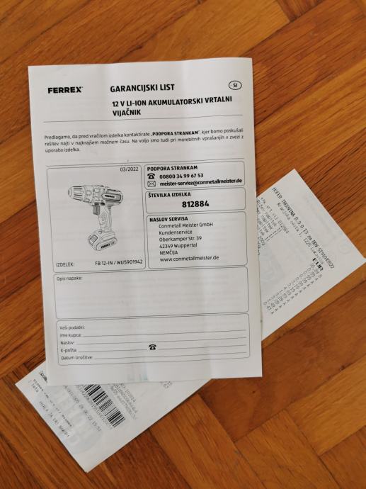 Akumulatorski vrtalnik Ferrex (Hofer)