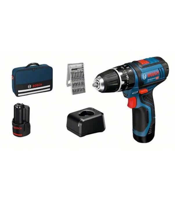 BOSCH GSB 12V-15 Akumulatorski vrtalnik (2 x 2,0Ah + polnilnik + torba