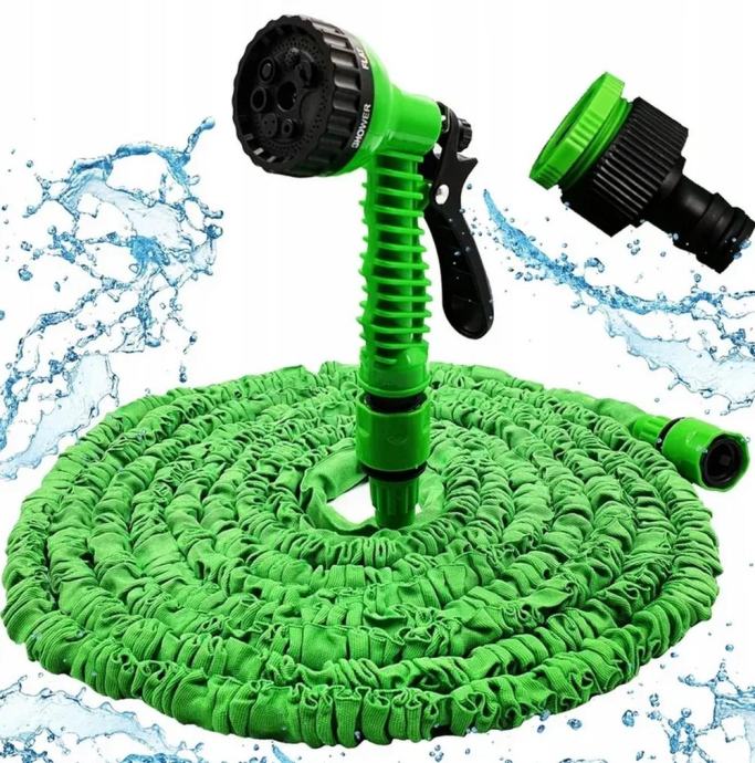 Raztegljiva vrtna cev 75m za zalivanje 7 funkcij z dodatki