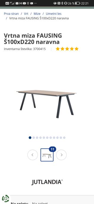 Vrtna miza FAUSING 100x220