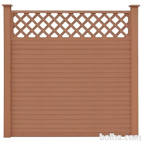 vidaXL Vrtna ograja z mrežo WPC 183x185 cm rjava