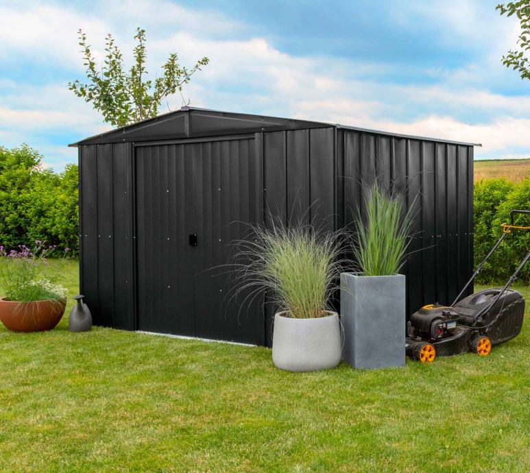 Vrtna kovinska hiška-uta-lopa - 7,5 m² - 2,42m x 3,13m - ČRNA