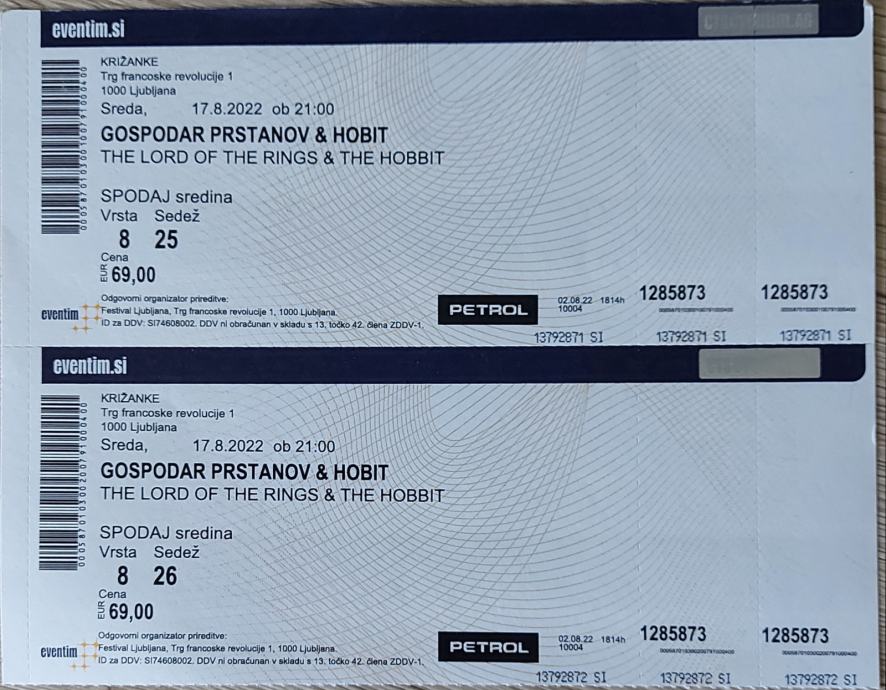 GOSPODAR PRSTANOV IN HOBIT -- KONCERT DANES -- 2 VSTOPNICI PARTER