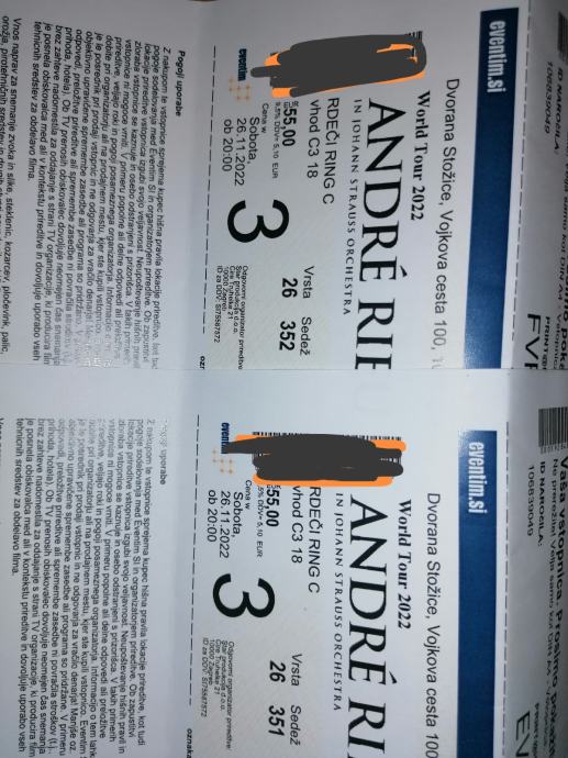 Vstopnice Andre Rieu, Stozice, 26.11.