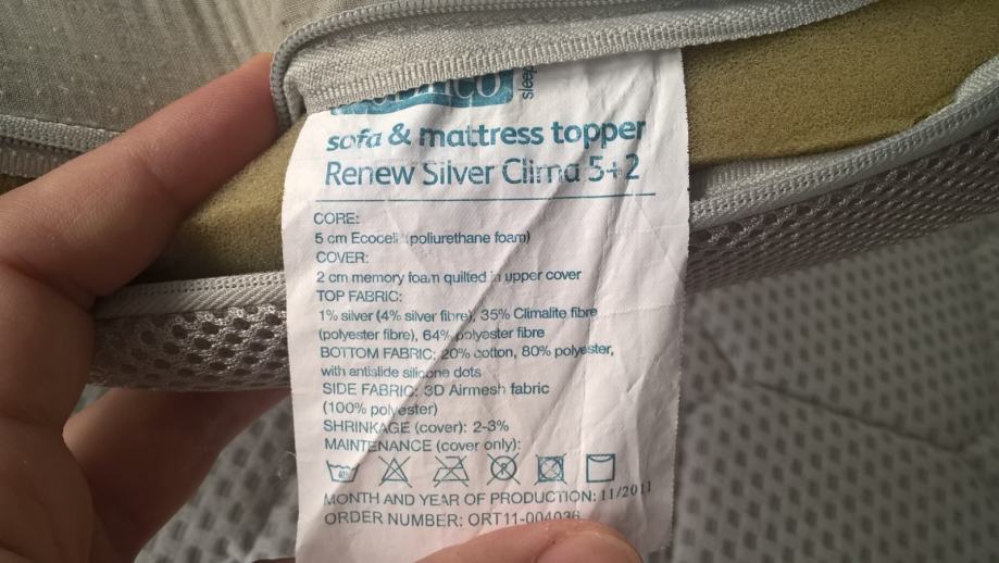 NAD VZMETNICA DORMEO SOFA & MATTRESS TOPPER RENEW SILVER CLIMA 5+2