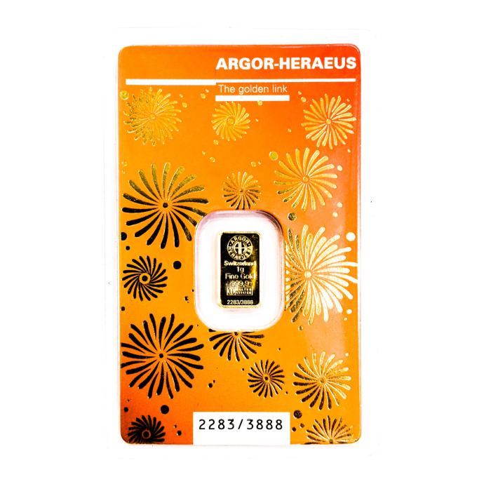 (7203) Naložbena palica Argor-Heraeus 24K 999,9/1000 masa=1,00g