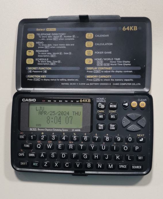 Delujoč Organizator CASIO Digital Diary B.O.S.S. SF-4600B 64KB