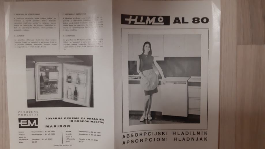 HLADILNIK HIMO AL 80, HIDROMONTAŽA MARIBOR,NAVODILA, GARANCIJSKI LIST.