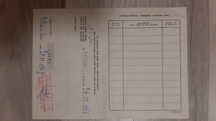 HLADILNIK HIMO AL 80, HIDROMONTAŽA MARIBOR,NAVODILA, GARANCIJSKI LIST.