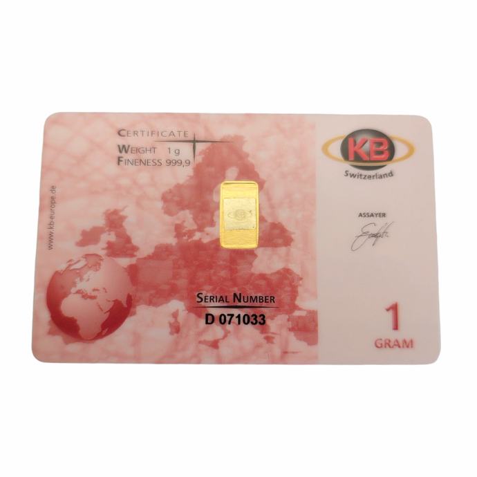 Naložbeno zlato Karatbars 24K 999.9/1000; masa= 1g