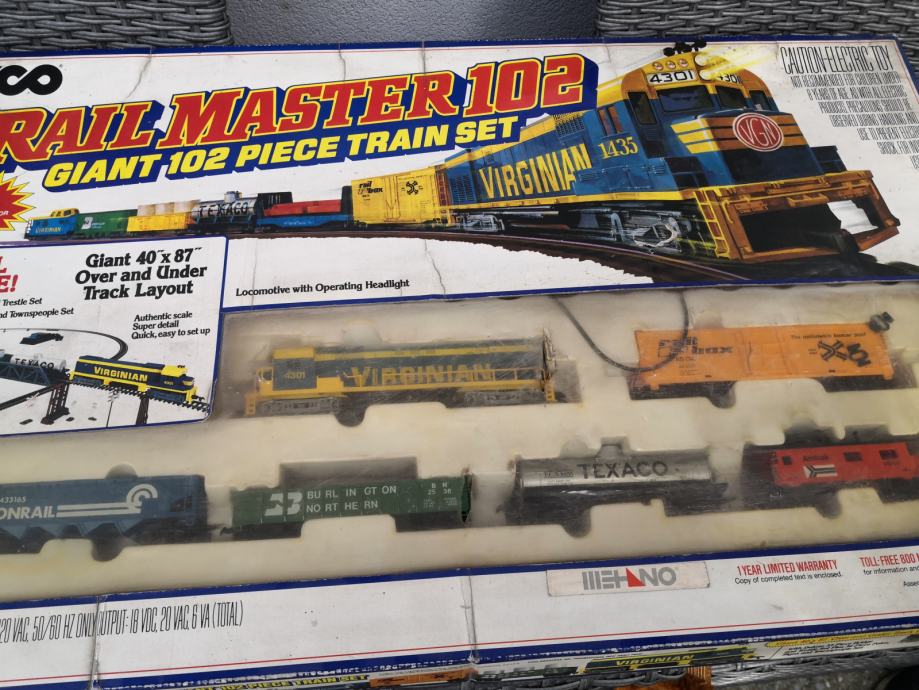 1990 MEHANO,TY RAIL MASTER 102 GIANT PIECE TRAIN SET 7422, lokomotiva,