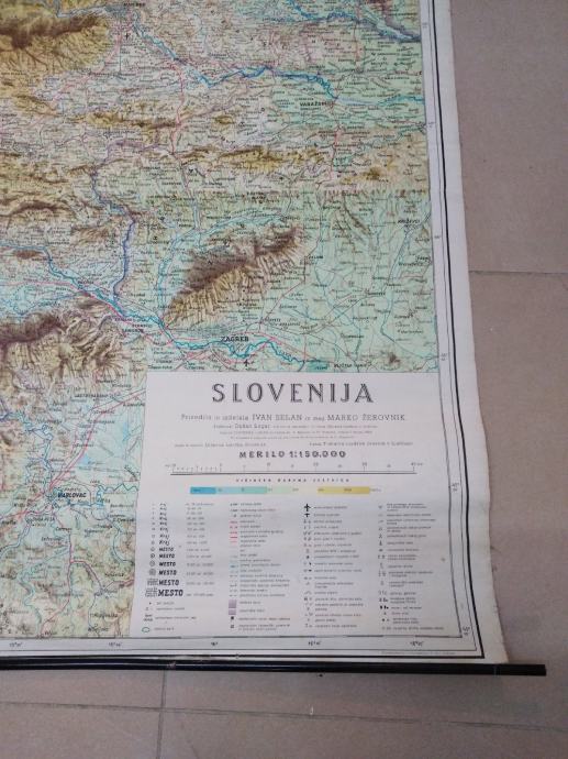 Veliko stari zemljevid Slovenije 1968