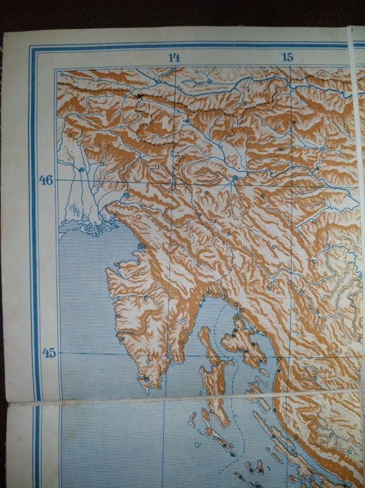 Vintage redek zemljevid Kraljevine Jugoslavije